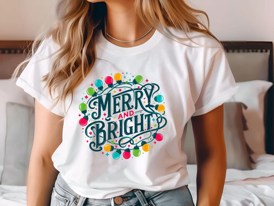 Merry and Bright, Digital Shirt Design - Etsy