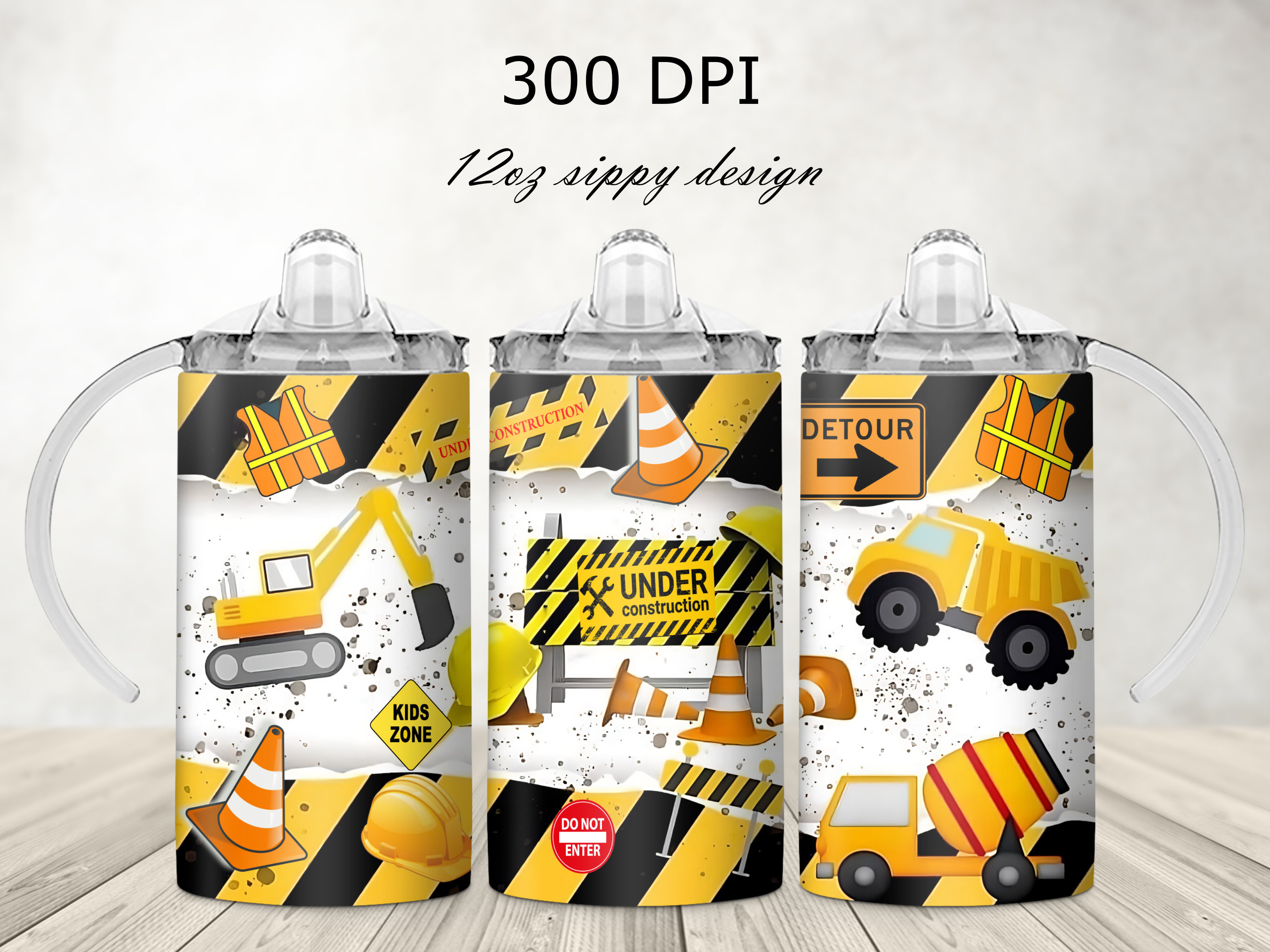 Construction Crew, 12 Oz Sippy Cup Digital Design - Etsy