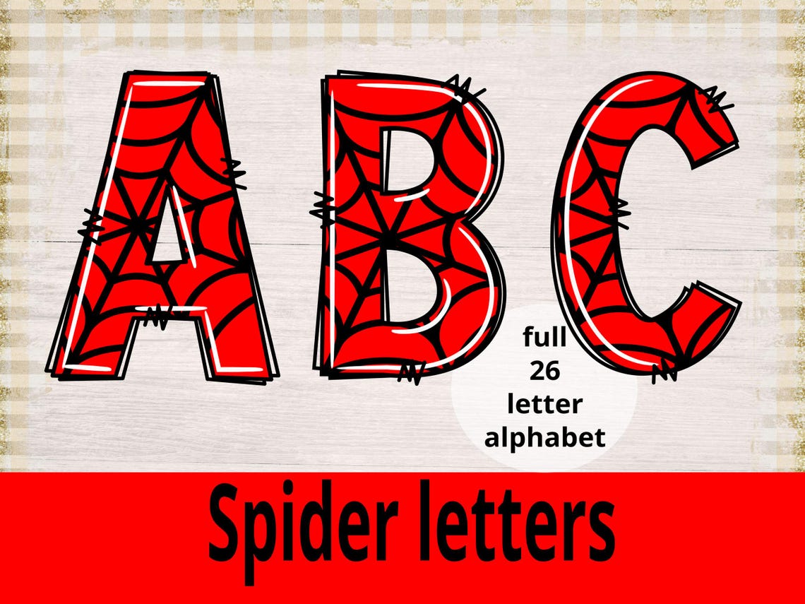Spider Doodle Letters, Alphabet, Png Letters, Alphabet Png - Etsy