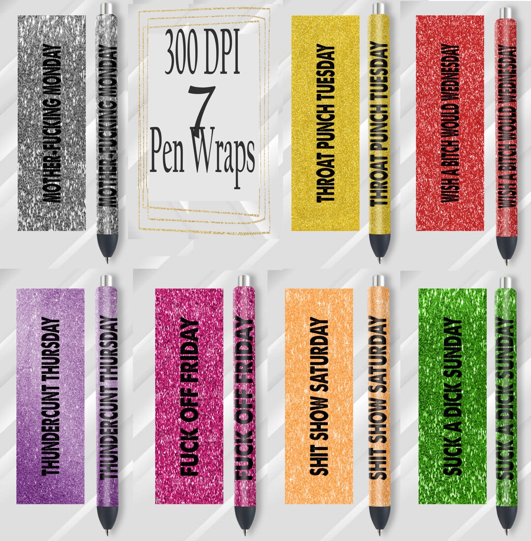 Adult 7 Days of the Week, Pen Wrap Digital Bundle - Etsy