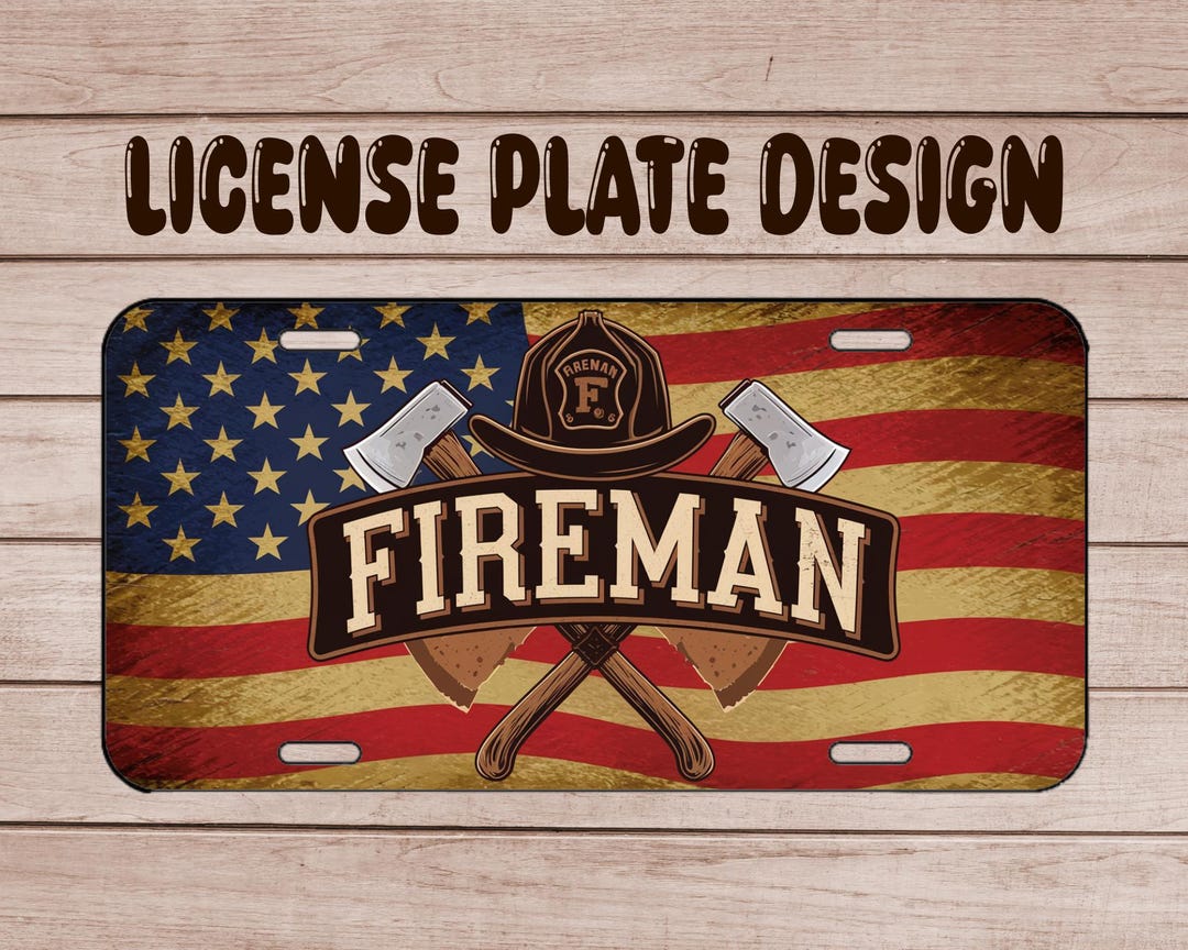 Fireman, License Plate Sublimation PNG, American Flag Png - Etsy