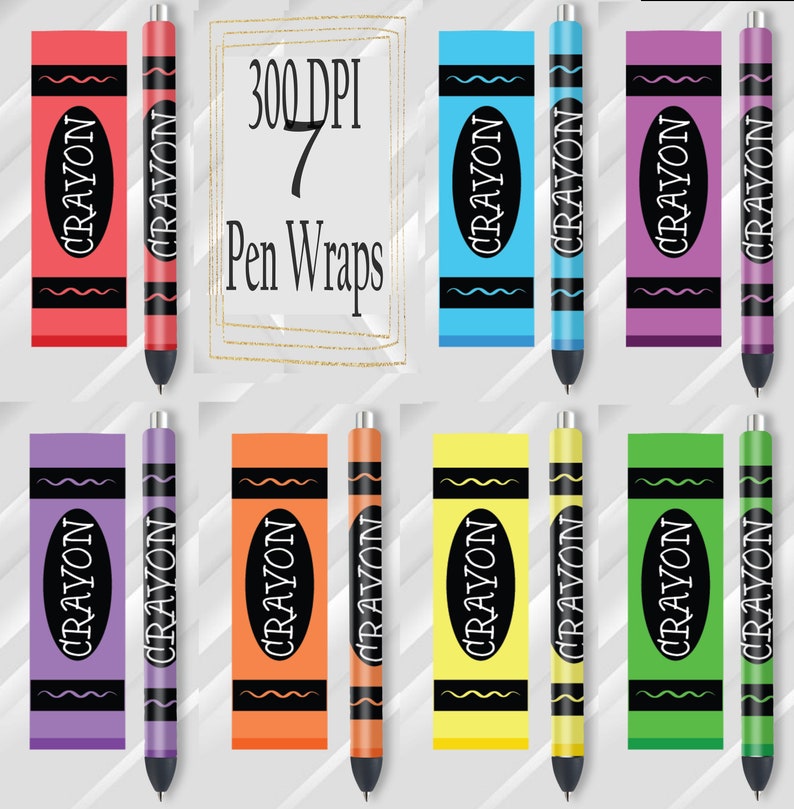 Crayon, Pen Wrap Digital Bundle - Etsy