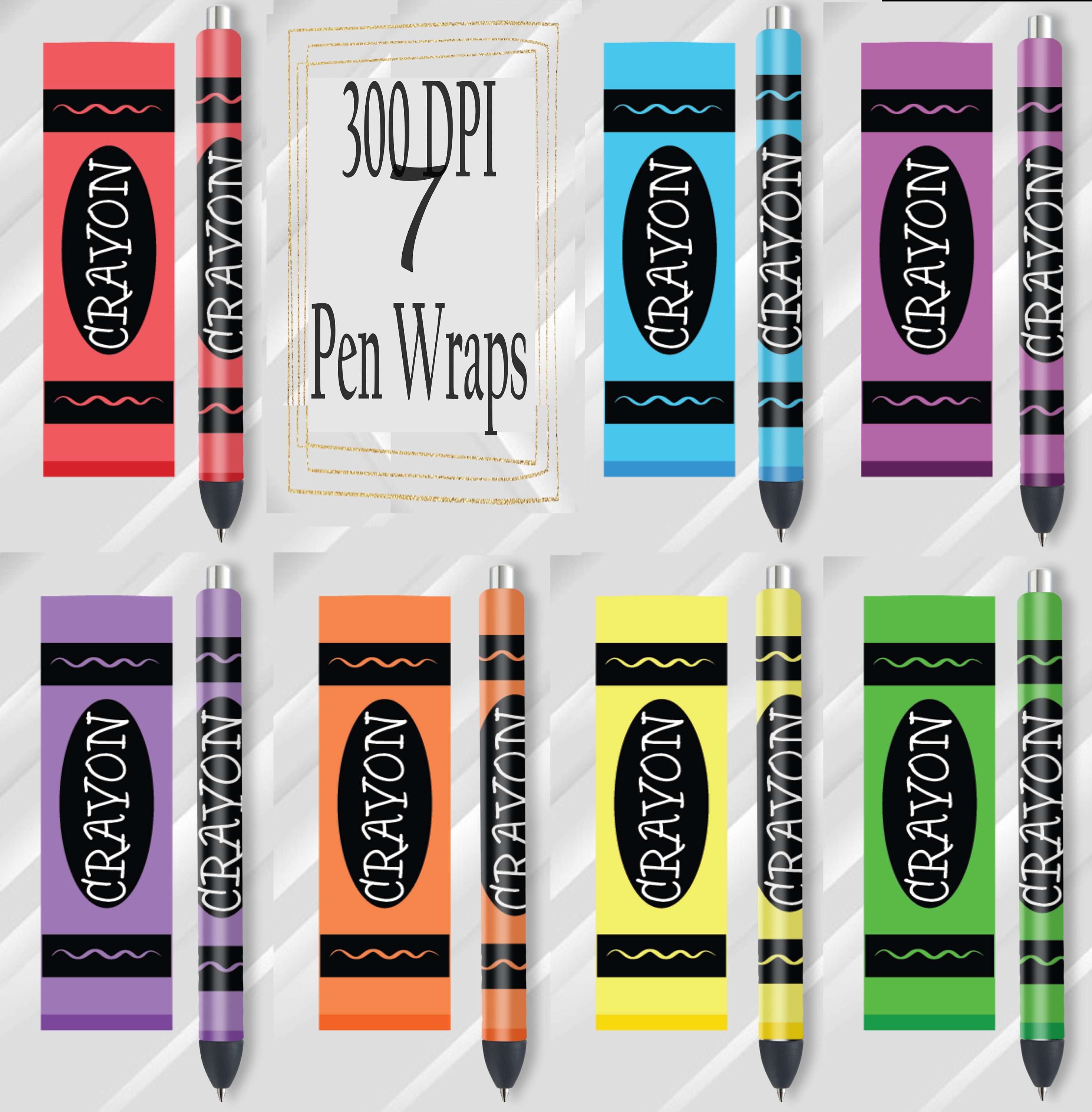 Crayon, Pen Wrap Digital Bundle - Etsy