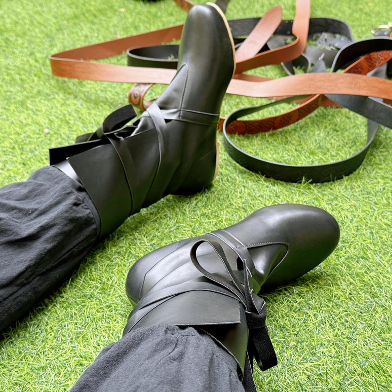 Black Renaissance Viking Boots, Ren Faire Medieval Boots Cosplay, Men ...