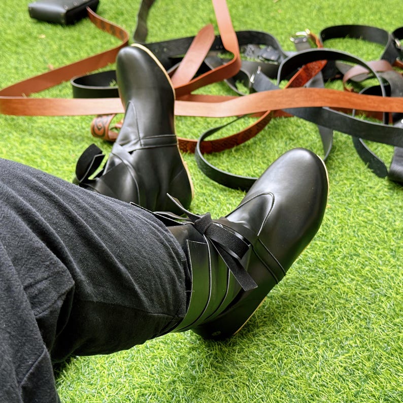 Black Renaissance Viking Boots, Ren Faire Medieval Boots Cosplay, Men ...