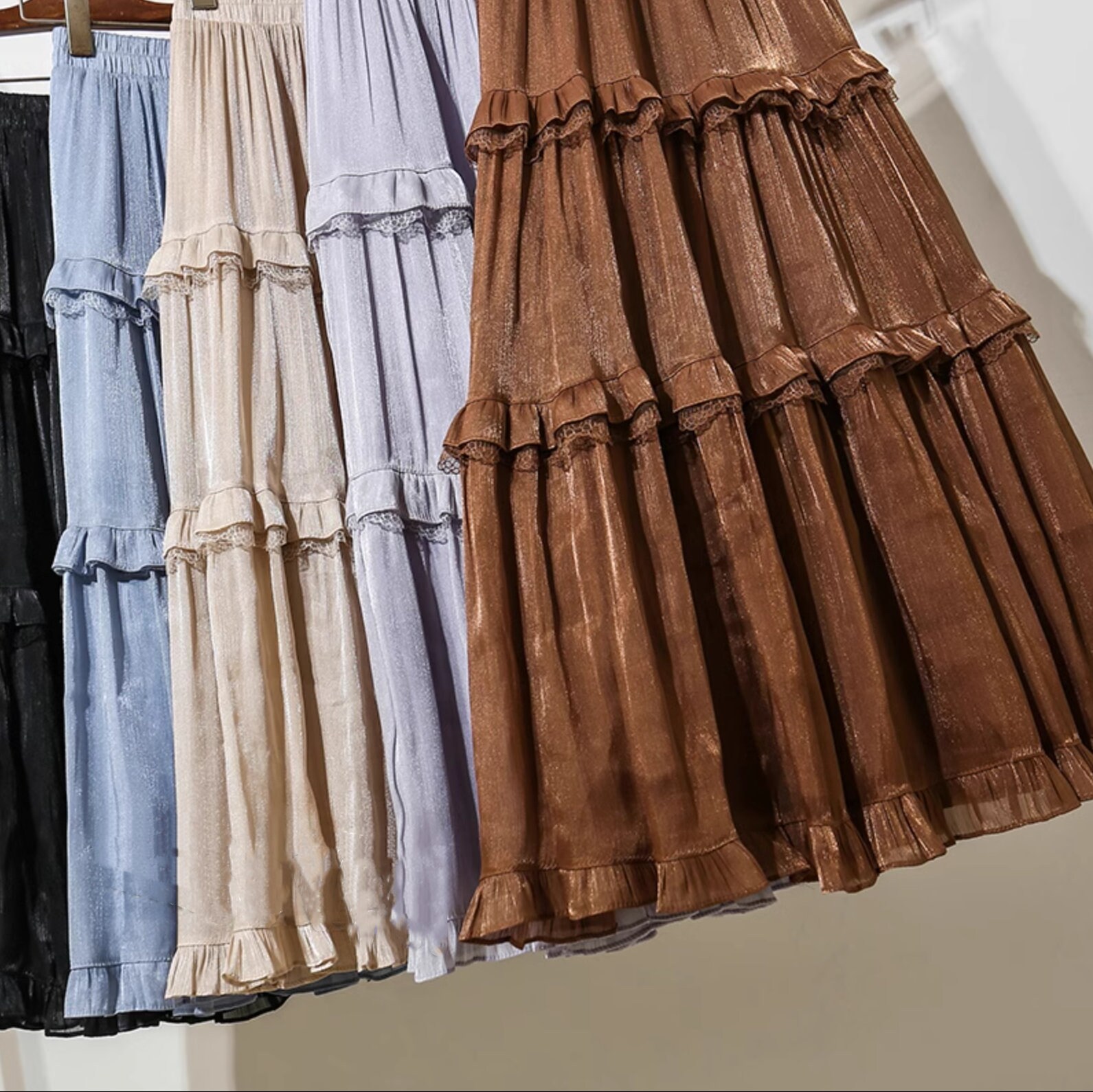 Glossy Renaissance Cake Skirt, Ruffled Renaissance Skirt, Medieval Ren ...