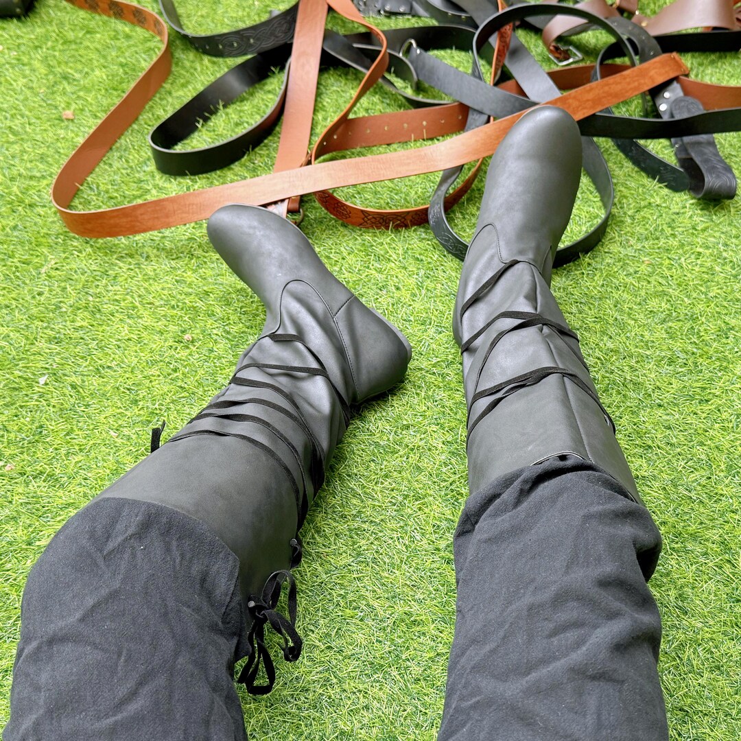 Black Medieval Boots, Renaissance Knight Boots Pirate Shoes, Men’s ...