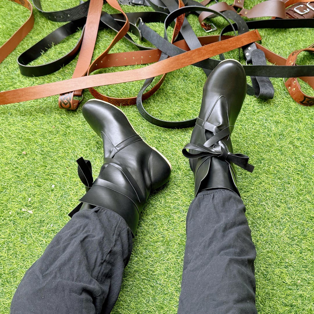 Black Renaissance Viking Boots, Ren Faire Medieval Boots Cosplay, Men ...