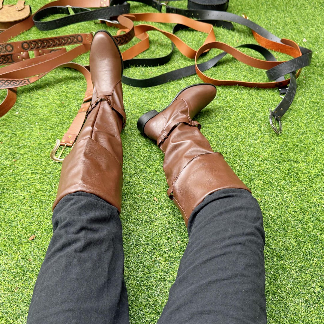 Brown Viking Renaissance Boots, Knight Boots Pirate Shoes, Men’s ...