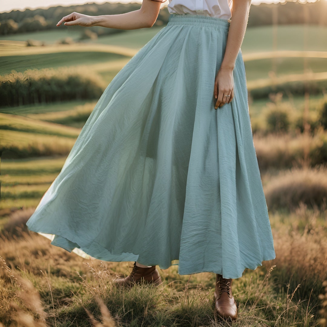 Cottage Core Renaissance Skirt, Linen Cotton Renaissance Skirt, Ren ...