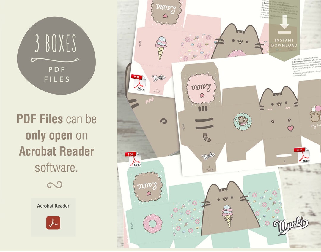 Kawaii Cat Printable Party Box, Cute Cats Birthday Party Favor ...