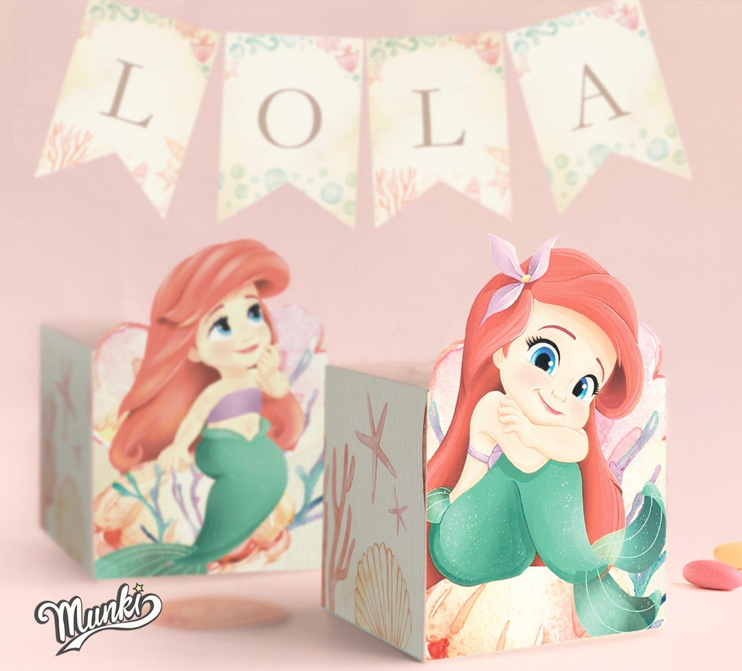 2 Little Mermaid Party Boxes, Little Mermaid Party Favor , PDF Ariel ...