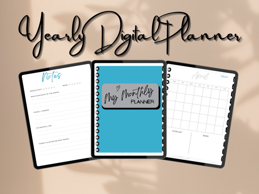 Undated Digital Planner, Goodnotes Planner, Monthly, Yearly Digital ...