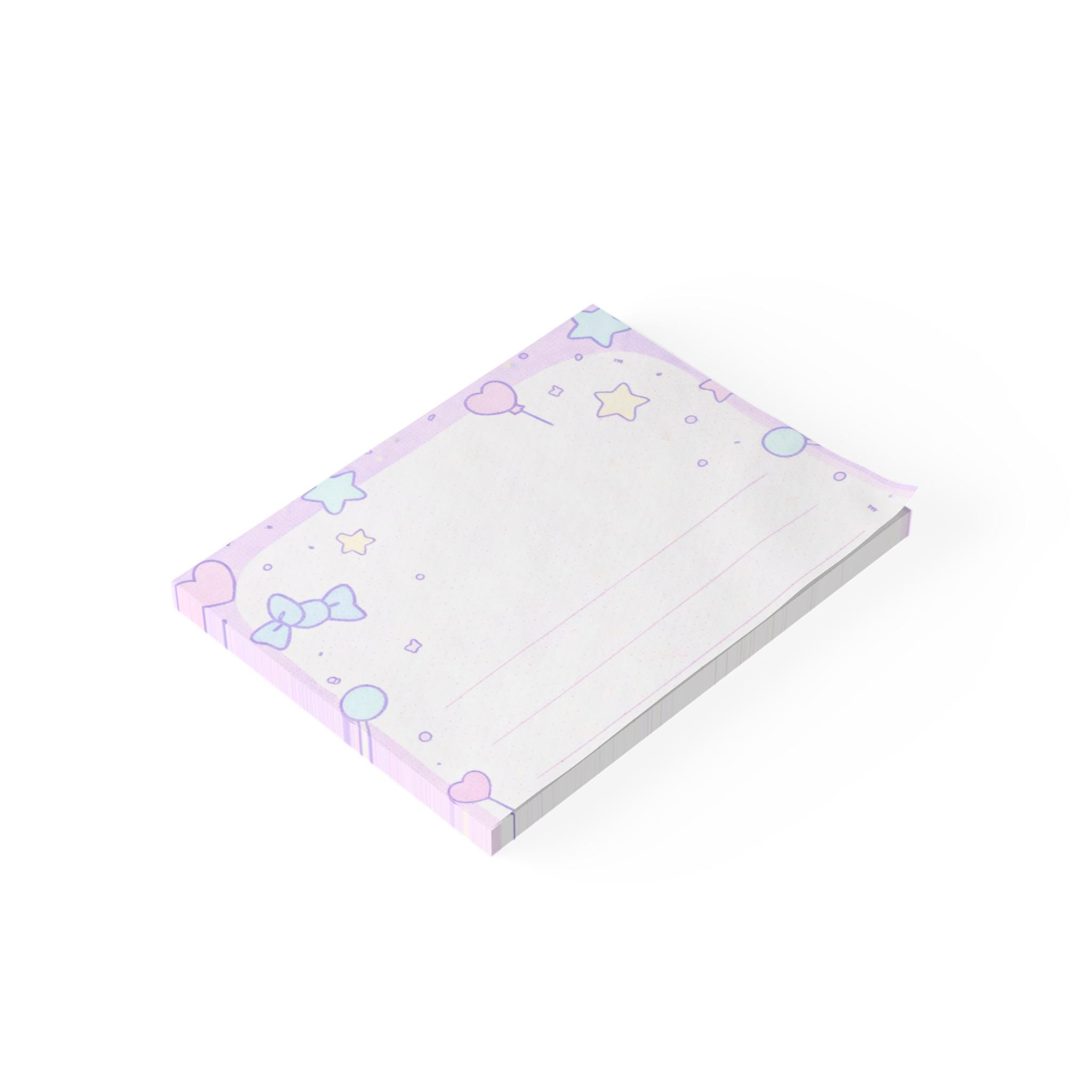 Pastel Kawaii Borders Note Pad | Lined Stationery, Hearts & Bows - Etsy
