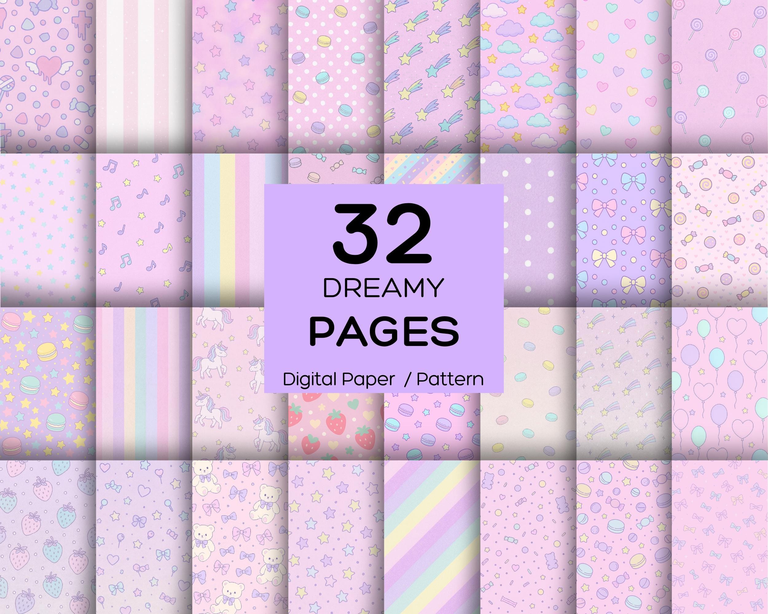 Dreamy Pastel Seamless Pattern Bundle – Kawaii Digital Papers for ...