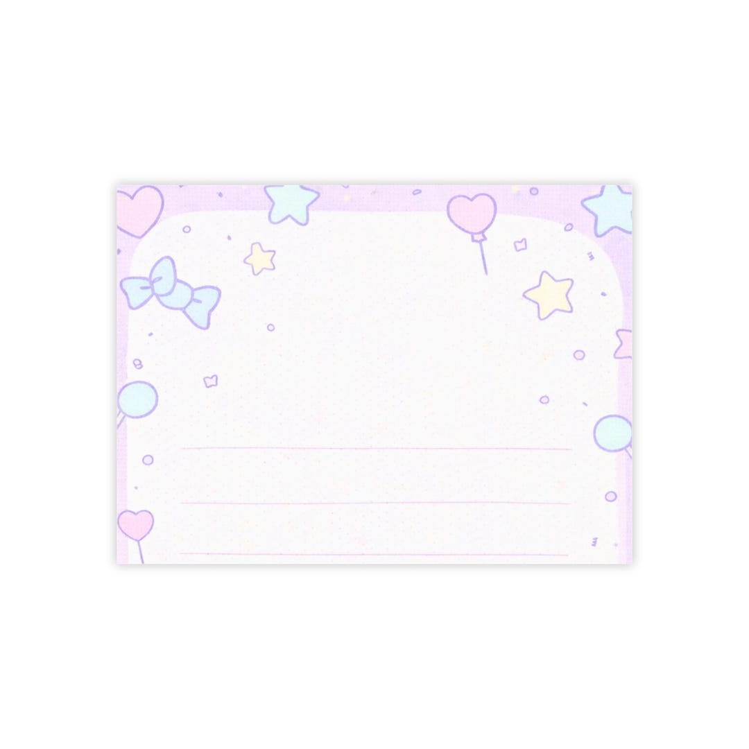 Pastel Kawaii Borders Note Pad | Lined Stationery, Hearts & Bows - Etsy