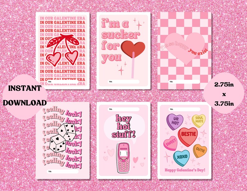 Retro Galentine's Day Cards | Instant Download | Printable Valentines ...