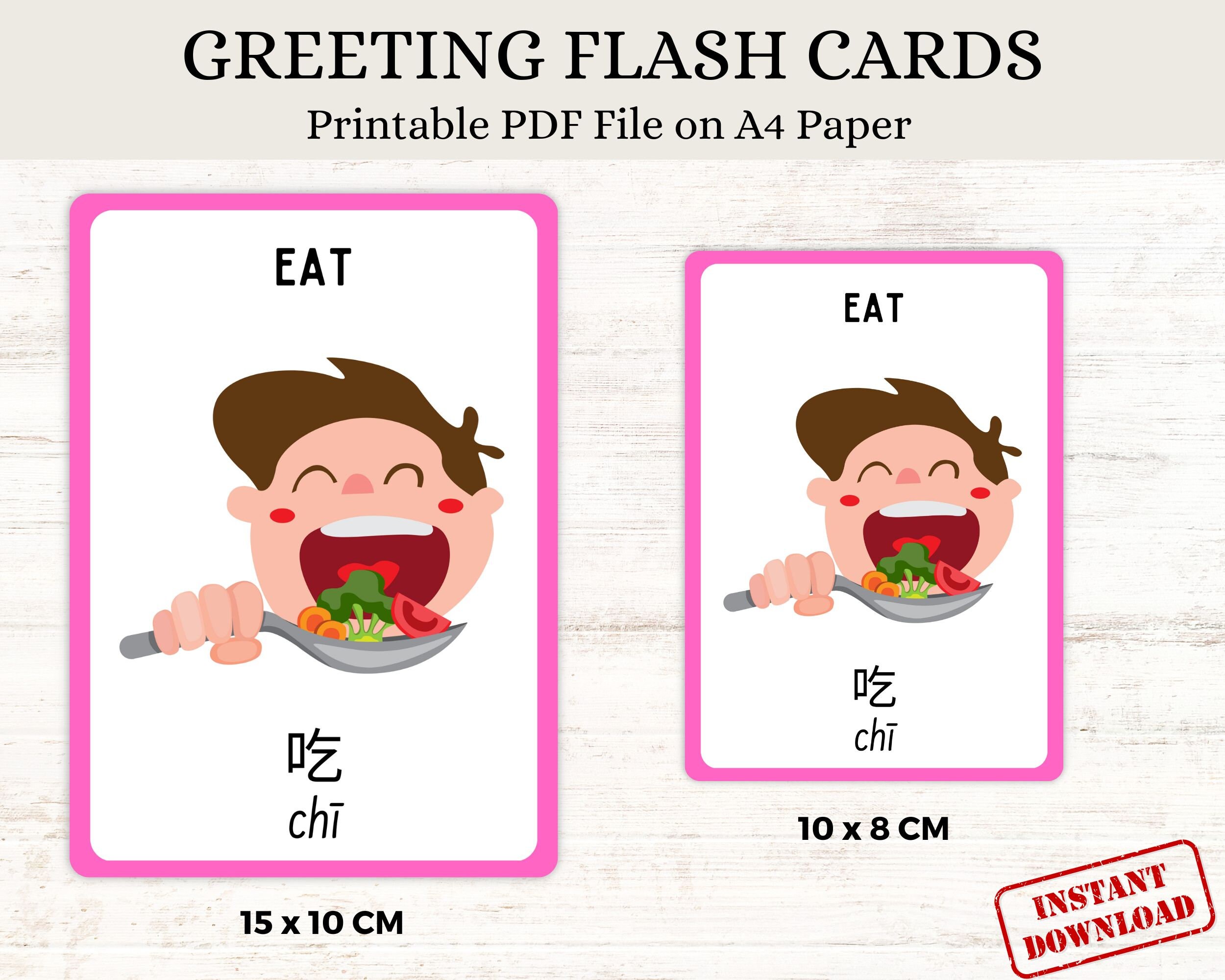 Greetings - English, Traditional Chinese & Pinyin Flash Cards - Etsy