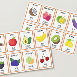 Fruits - English, Traditional Chinese & Pinyin Flash Cards - Etsy