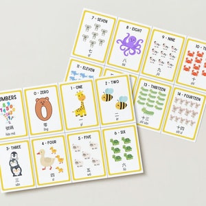 Numbers (0-20) - English, Traditional Chinese & Pinyin Flash Cards - Etsy