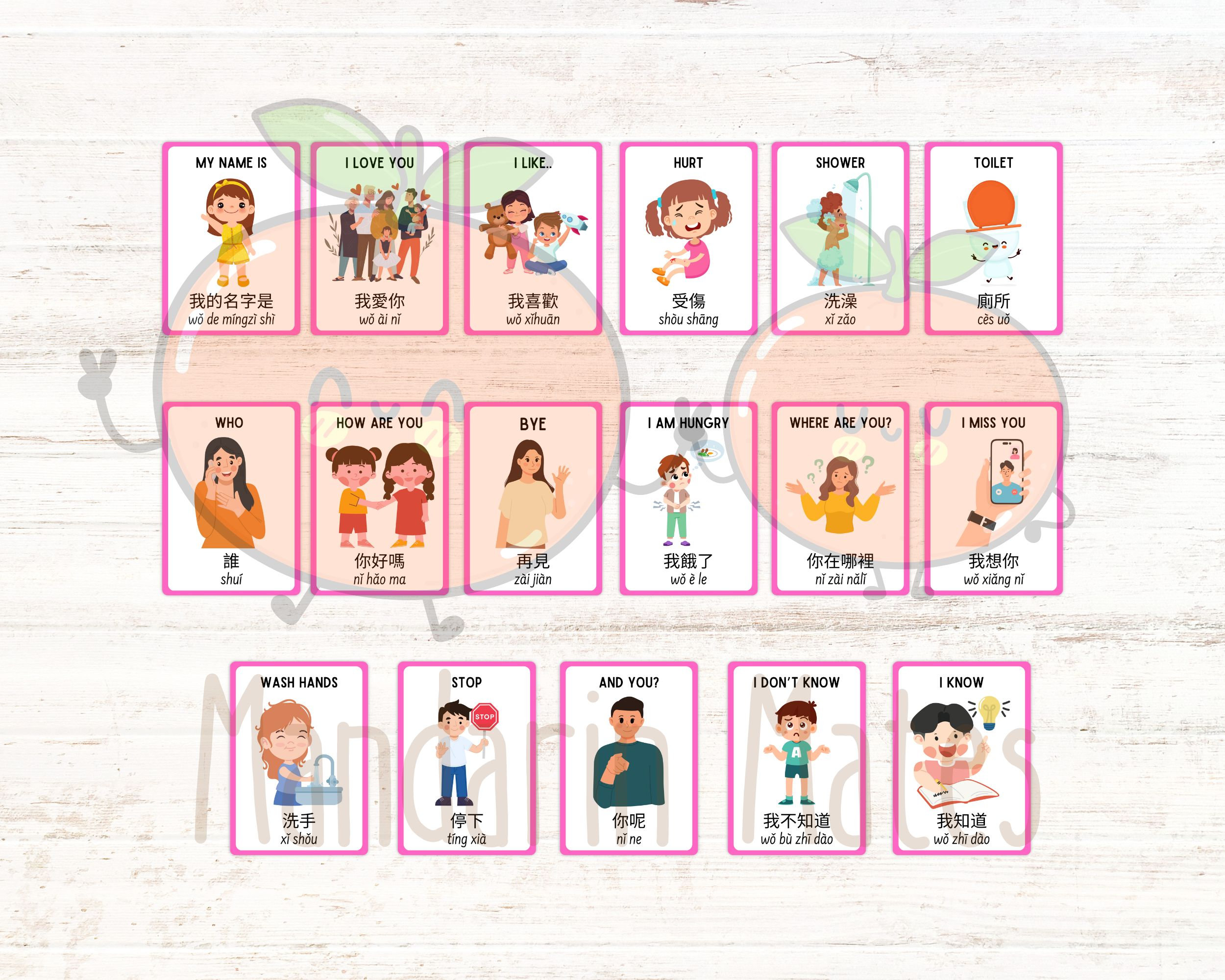 Greetings - English, Traditional Chinese & Pinyin Flash Cards - Etsy
