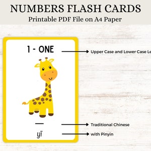 Numbers (0-20) - English, Traditional Chinese & Pinyin Flash Cards - Etsy