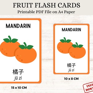 Fruits - English, Traditional Chinese & Pinyin Flash Cards - Etsy