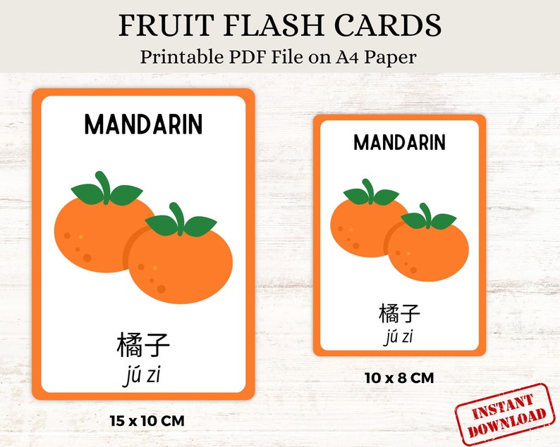 Fruits - English, Traditional Chinese & Pinyin Flash Cards - Etsy