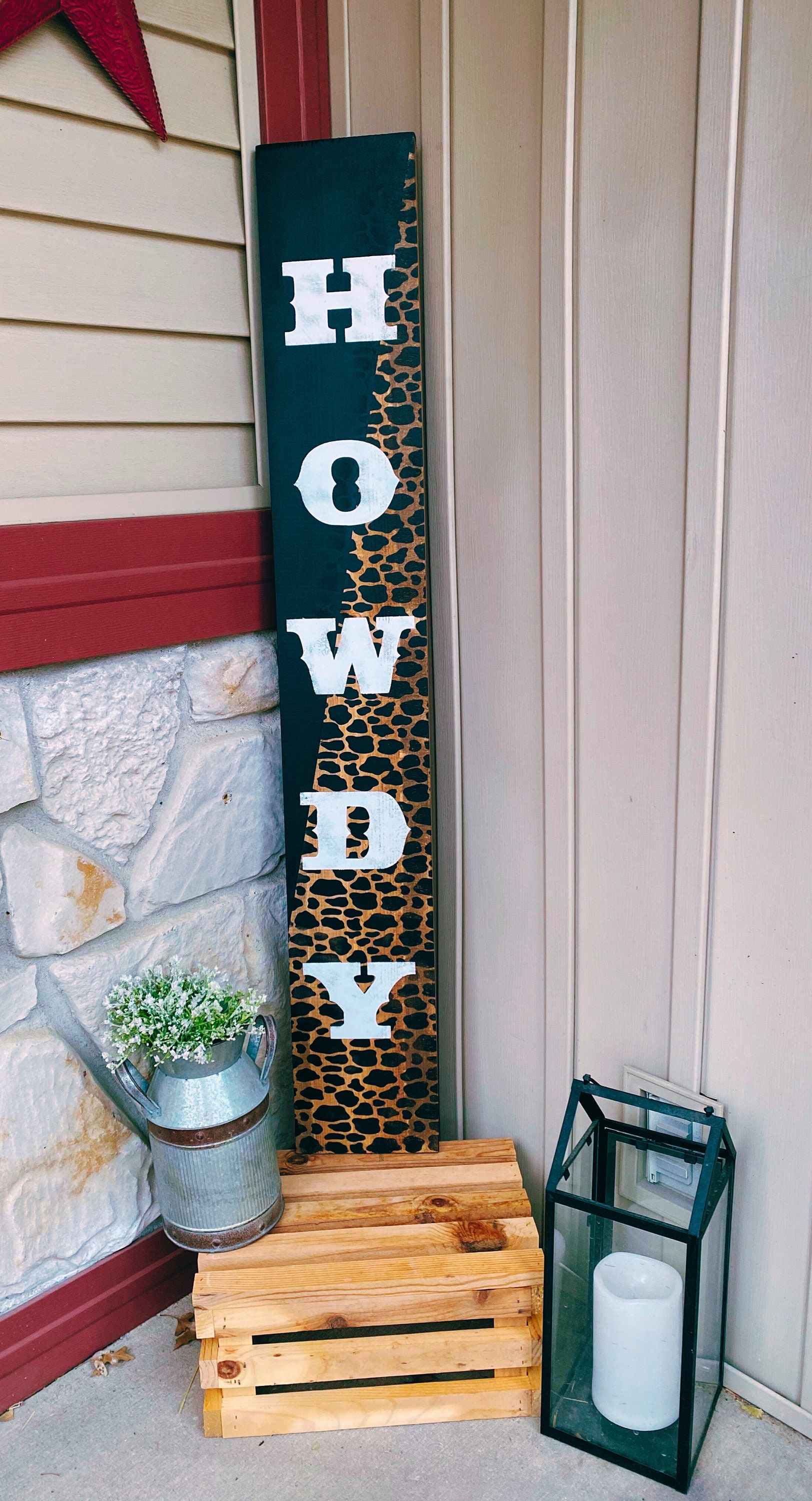 Howdy Rustic Porch Leaner Handcrafted Wooden Welcome Sign for Western ...