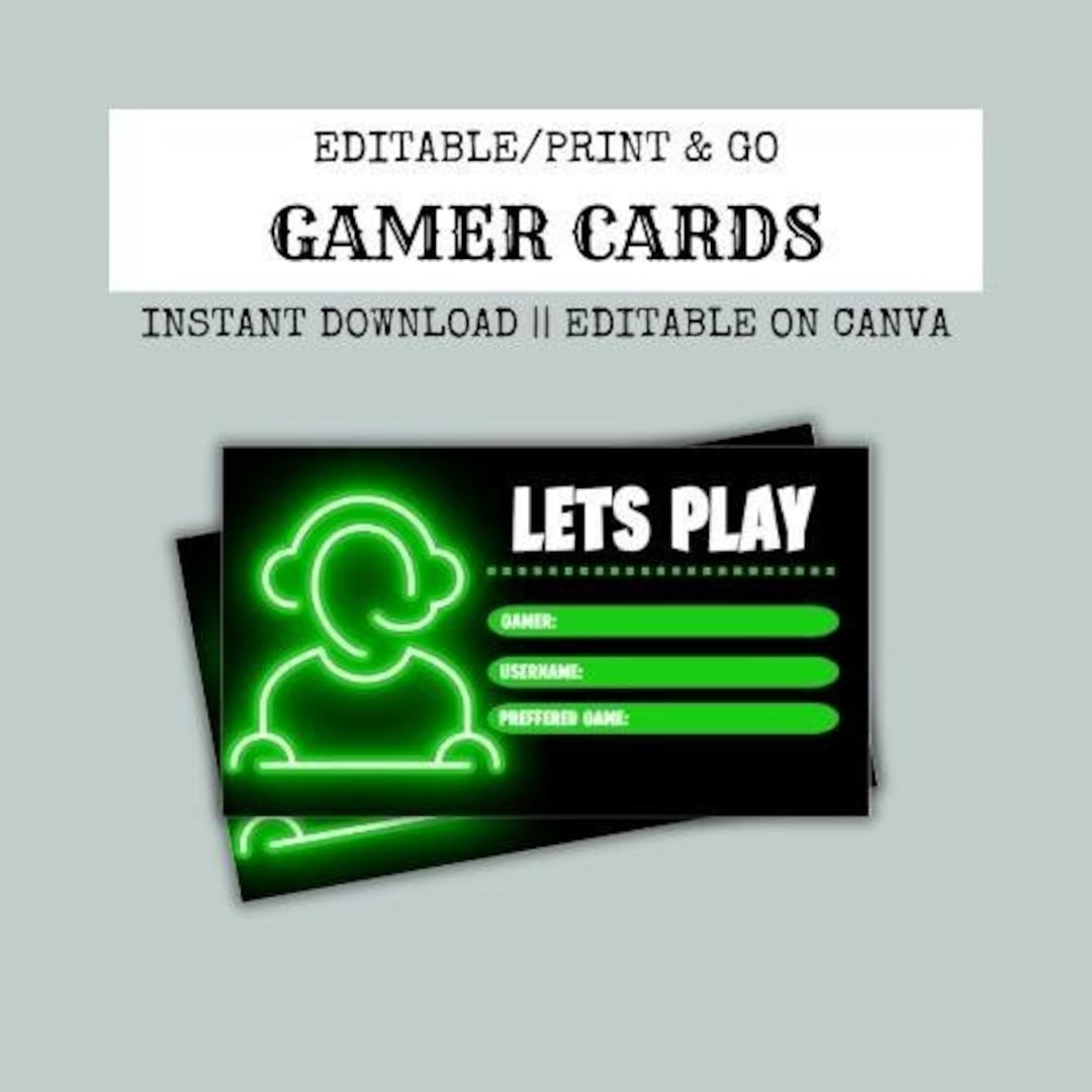 EDITABLE GAMER ID Digital Download, Gamer Id Card, Editable Id Card ...