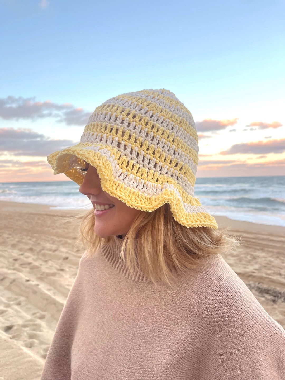 Sunny Crochet Bucket Hat - Etsy