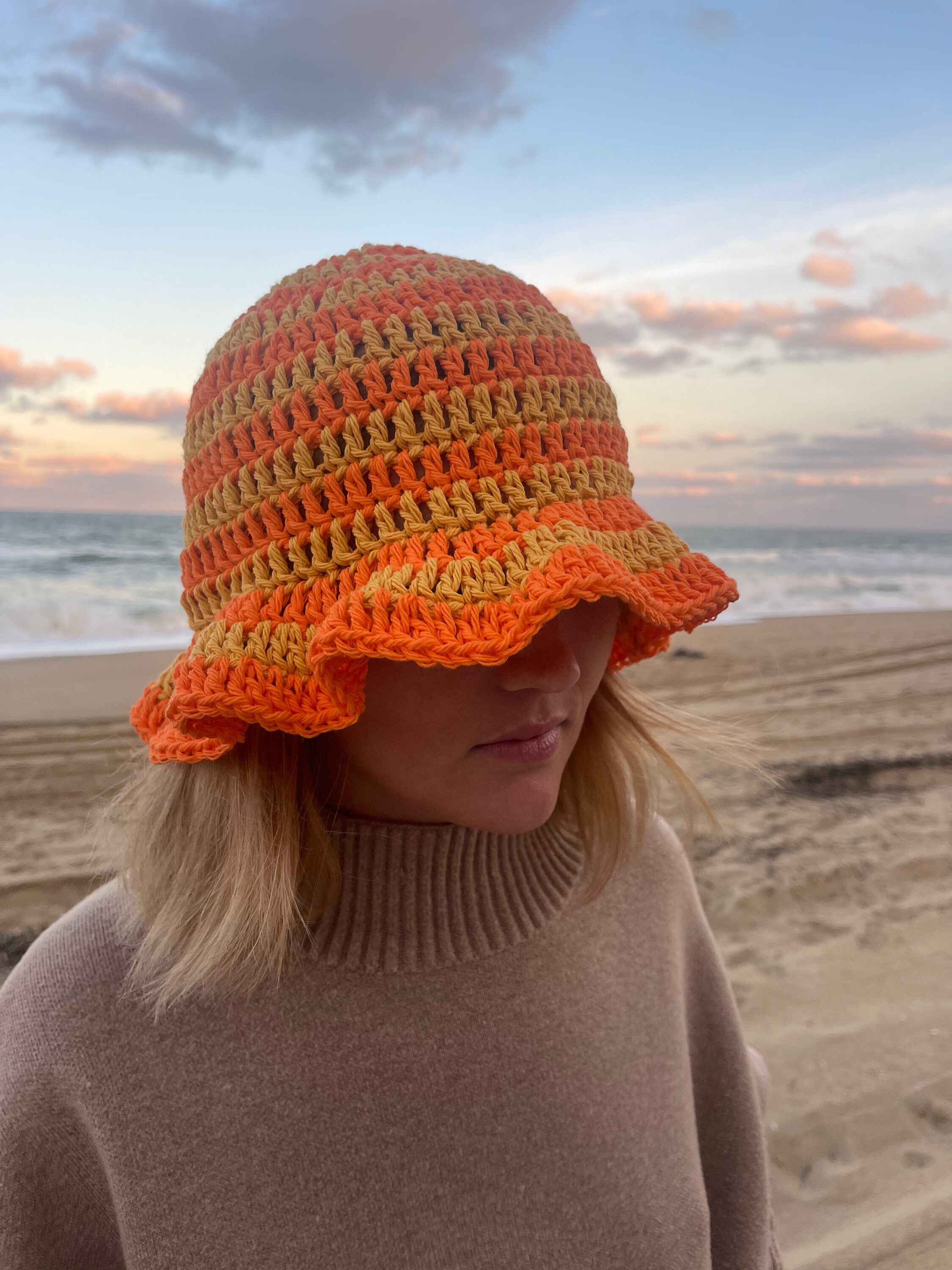 Sunset Crochet Bucket Hat - Etsy