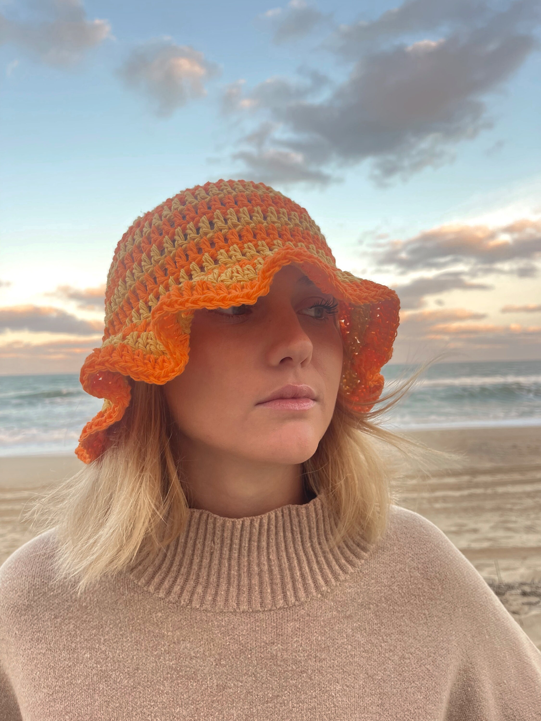 Sunset Crochet Bucket Hat - Etsy