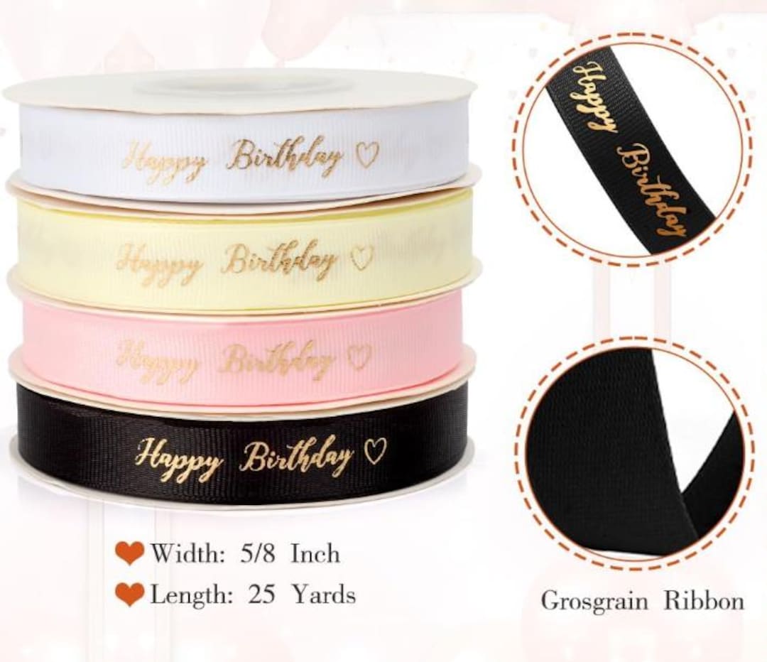 Happy Birthday Ribbon Black Ribbon for Gift Wrapping Happy Birthday ...