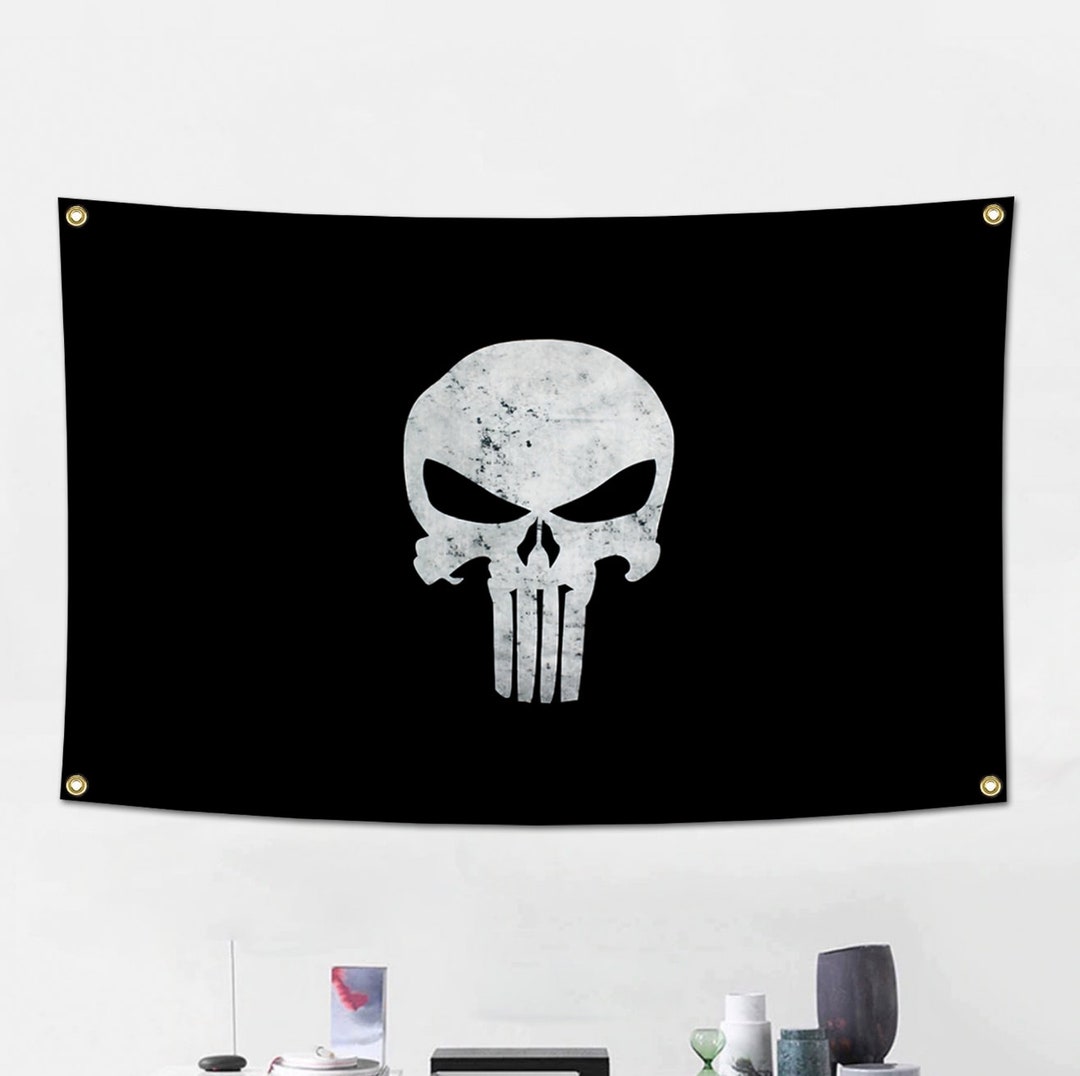 Punisher Flag Banner Flag Banner Meme Flag Funny Tapestry Poster Canvas ...