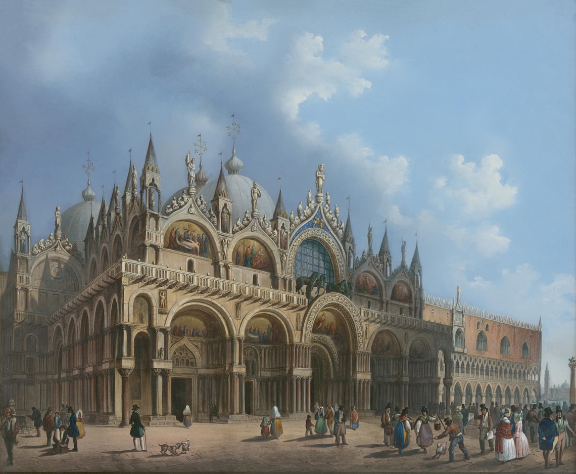 Digital Download Vintage Old World Saint Marks Basilica In Venice