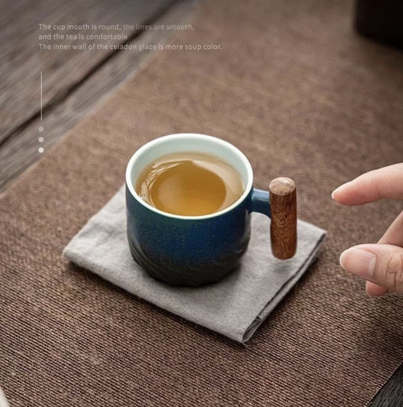 Retro Coffee Cup - Wooden Handle - Etsy