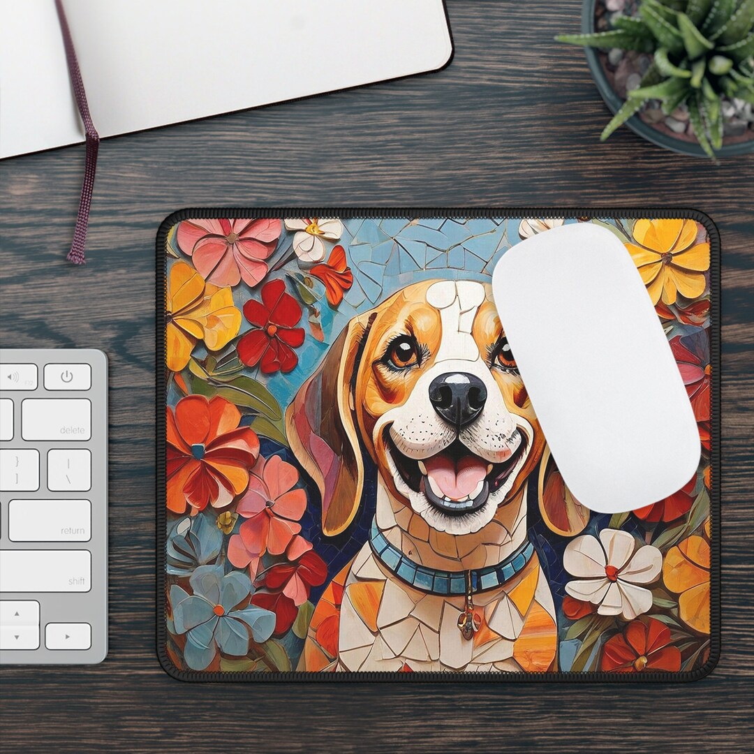 Beagle flower Boy Gaming Mouse Pad Colorfulpups Vibrant Gaming Mouse ...