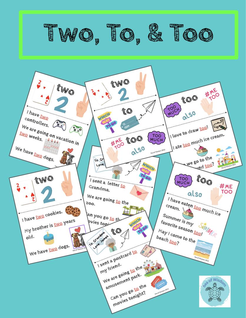 Grammar Posters- Homophones To, Too & Two - Etsy