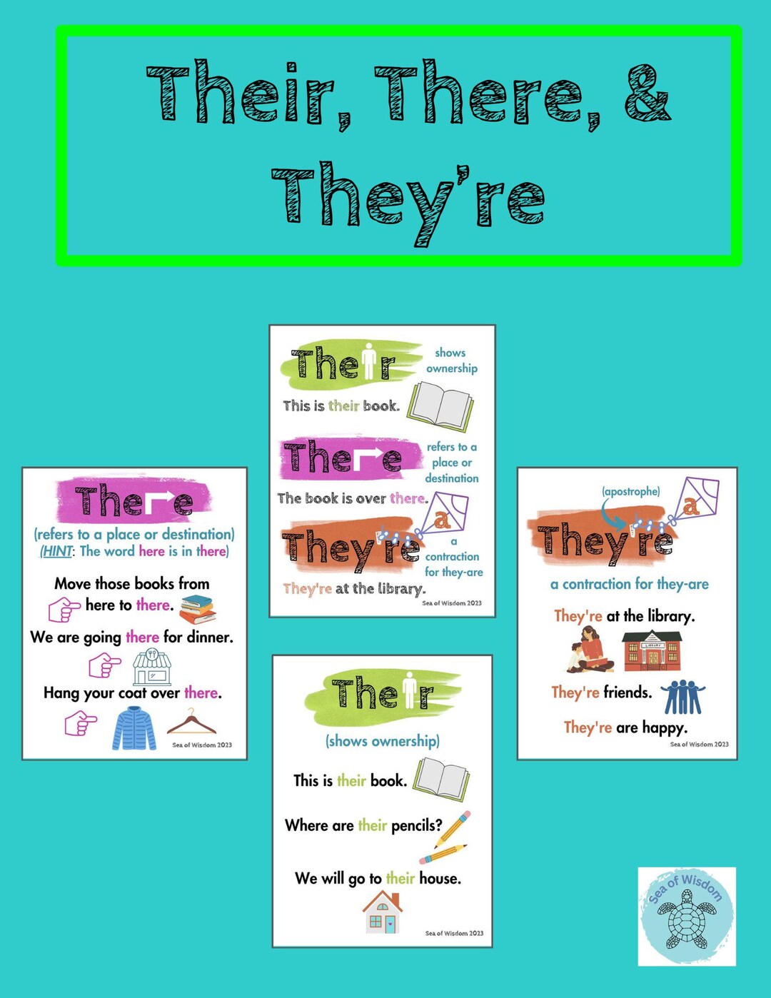 Grammar Posters- Homophones There, Their, & They're - Etsy