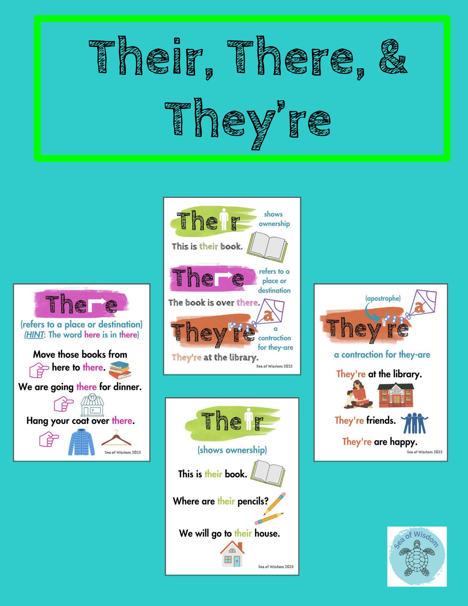 Grammar Posters- Homophones There, Their, & They're - Etsy