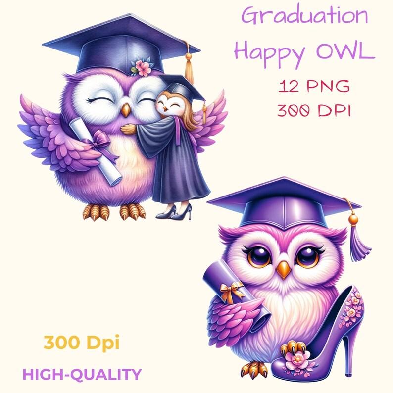 Graduation Owl Clipart, Watercolor Illustration 12 PNG, Congratulation ...