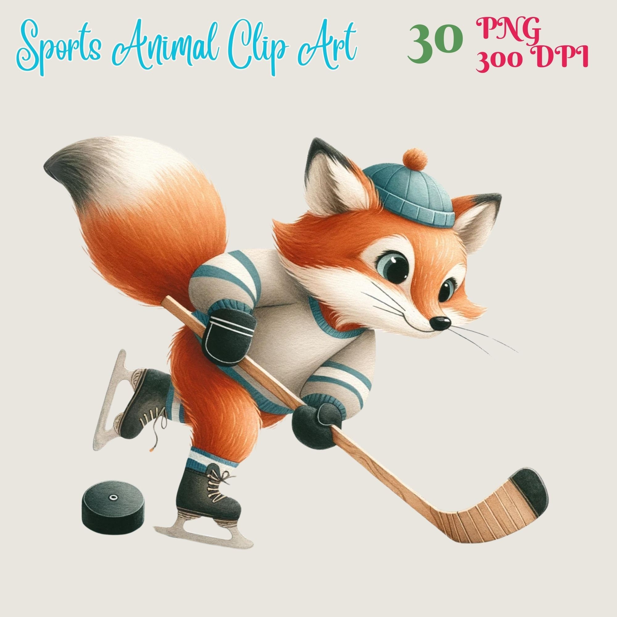 Sport Animal Clipart, Watercolor 30 PNG Athletic Animal, Sports ...