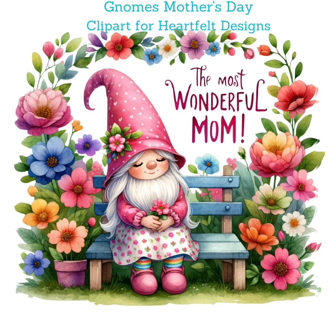 Gnomes Mother's Day Watercolor Clipart PNG, Wording Mother's Day ...