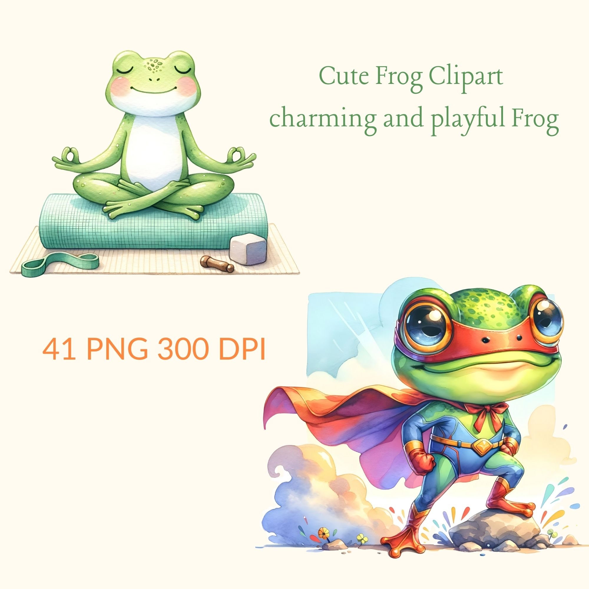 Watercolor Cute Frog Clipart, 41 PNG Charming and Playful Frog, Frog ...
