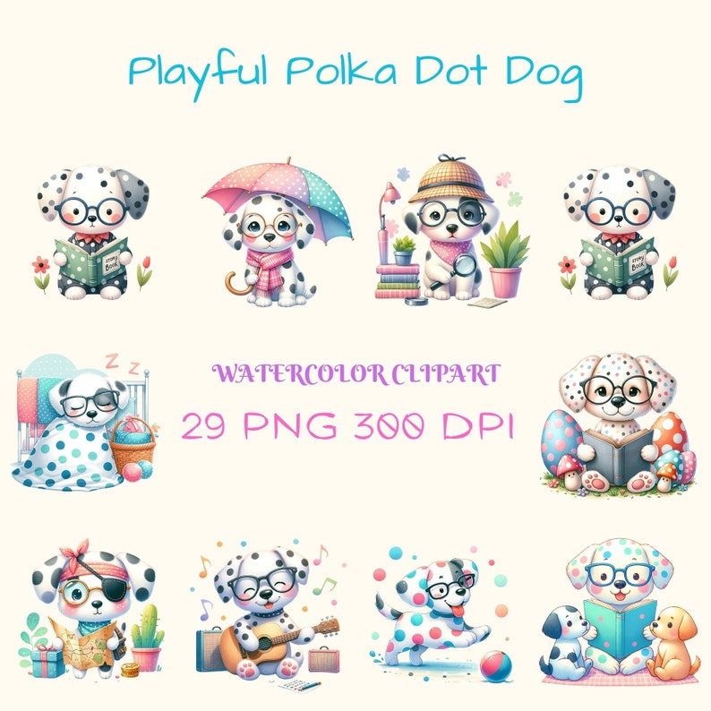 Cute Dog Clipart Bundle, 29 PNG Watercolor for Creative Projects ...