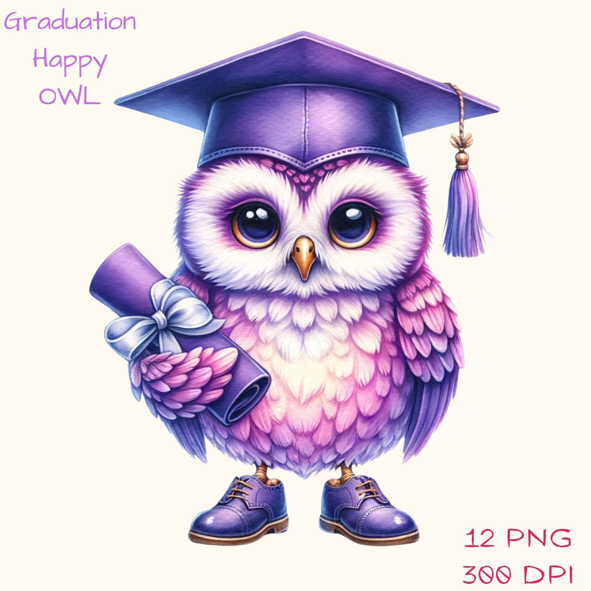 Graduation Owl Clipart, Watercolor Illustration 12 PNG, Congratulation ...