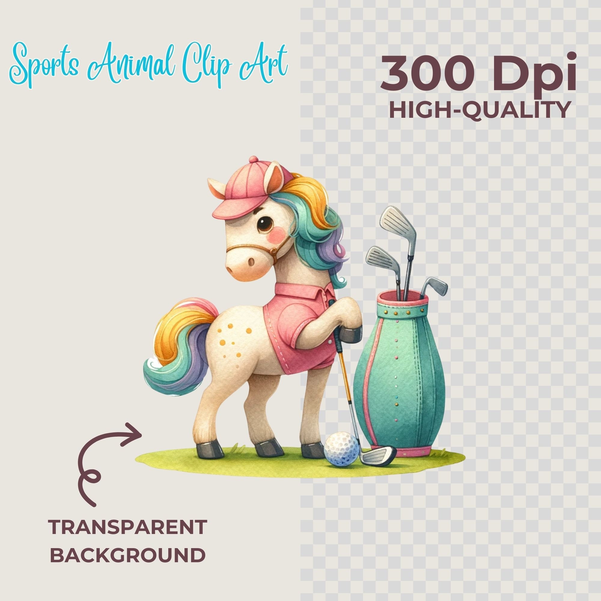 Sport Animal Clipart, Watercolor 30 PNG Athletic Animal, Sports ...