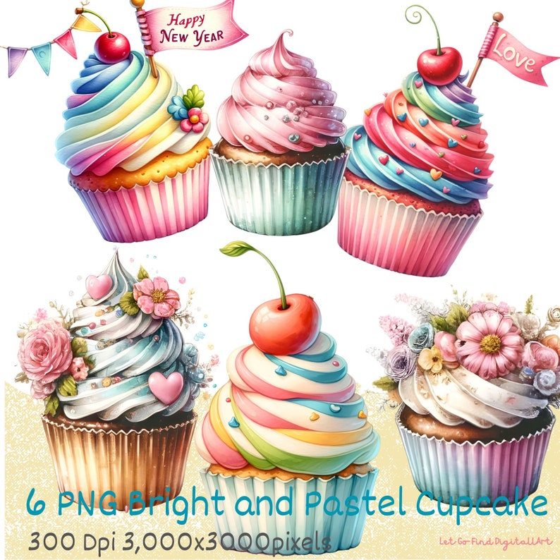 Cupcake Sweet Pastel Clip Art Collection, Sprinkle Your Designs With ...