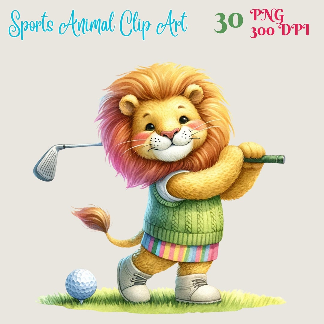 Sport Animal Clipart, Watercolor 30 PNG Athletic Animal, Sports ...